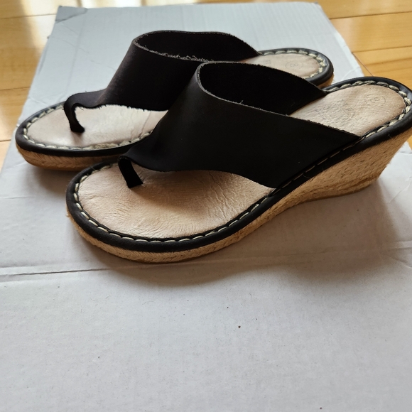 Shoes | Elena Solano Wedge Leather Sandals Made In Spain Size 8 | Poshmark